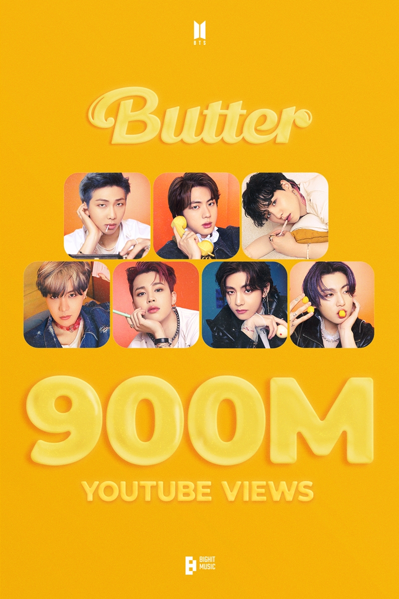 방탄소년단 ‘butter 뮤직비디오 9억뷰 돌파…통산 8번째 셀럽미디어